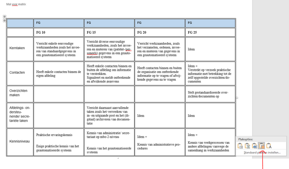Matrix uit FWG netjes kopiëren & plakken in een tabel in Word - FWG ...